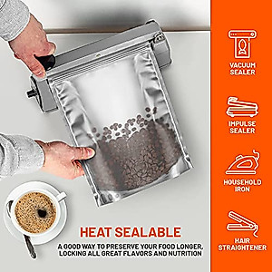 25pc- 1 Gallon Ziploc Mylar Bags with Red Labels - 12 Mil, 10"x 14", Reusable, & Airtight for Long Term Food Storage. Best bags for pantry organization and storage. Many uses around the home.