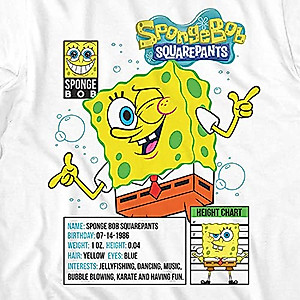 Mens Spongebob Squarepants Classic Shirt - Spongebob, Patrick & Krusty Krab T-Shirt (White Stat Sheet, Medium)