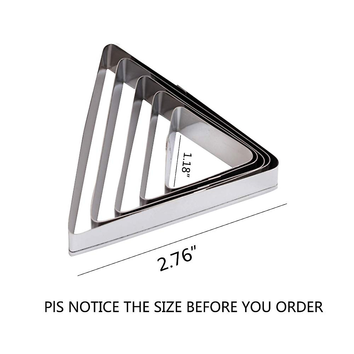 SK Triangle Shape Cookie Cutter Set, Stainless Steel, 5-Piece, Small(2.7in)