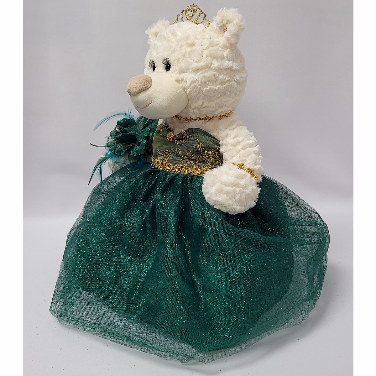 KINNEX COLLECTIONS SINCE 1997 20" Quince Anos Quinceanera Last Doll Teddy Bear with Dress (Centerpiece) ~ ARC16831-33 (Emerald Green)
