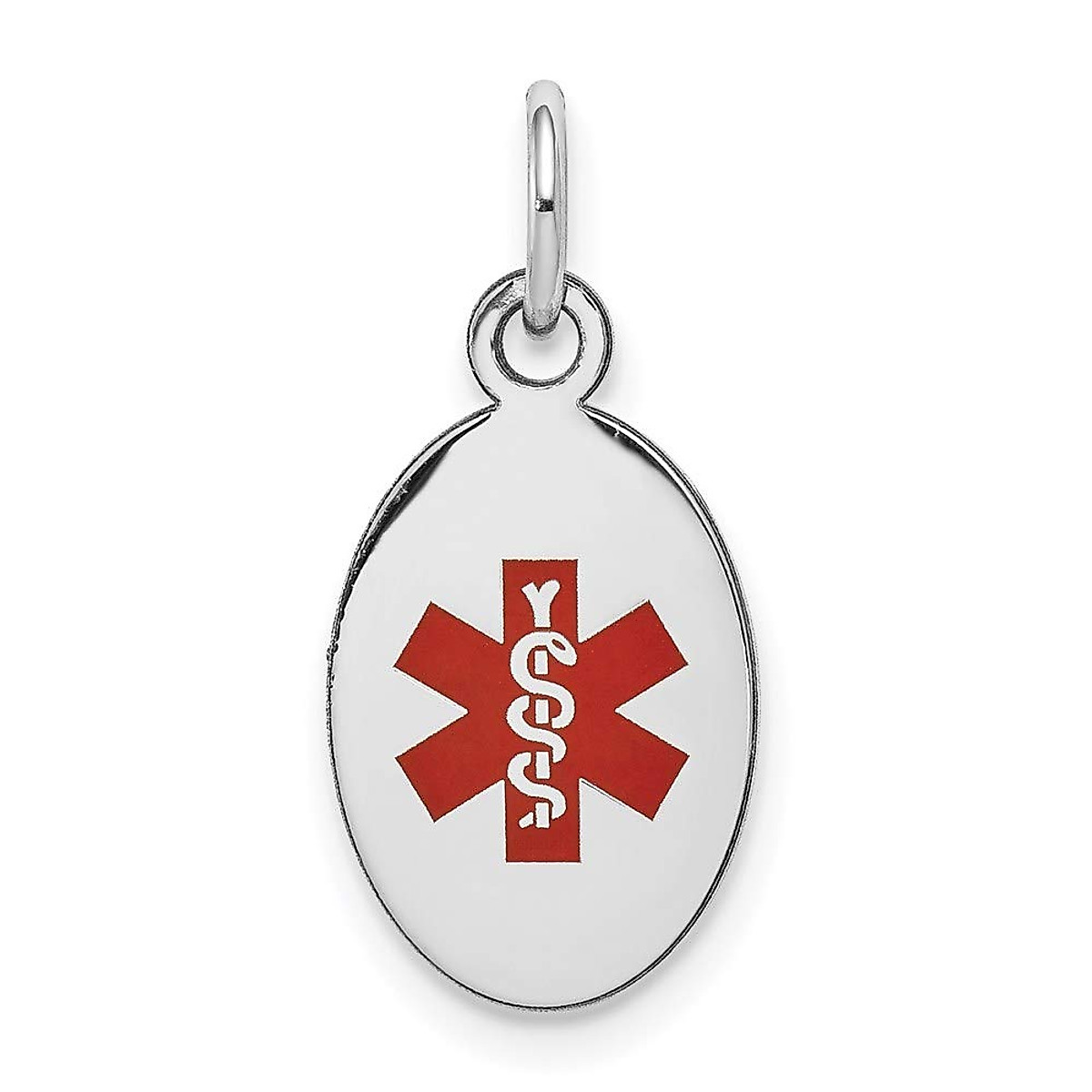 14k White Gold Red Enamel Medical Jewelry Pendant 21mm 9.5mm style XM450