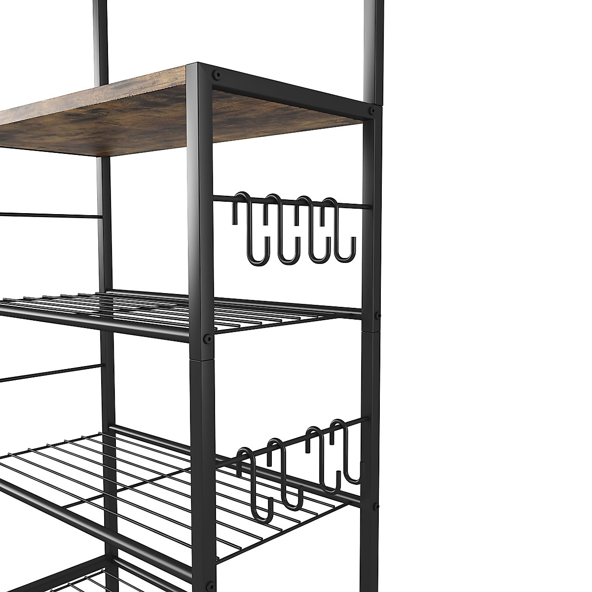 HOMEFORT Coat Rack with Shoe Storage, 5-Tier Shoe and Coat Rack with 9 Clothes Hooks, Freestanding Hall Tree Organizer for Entryway, Bedroom, Rustic Brown