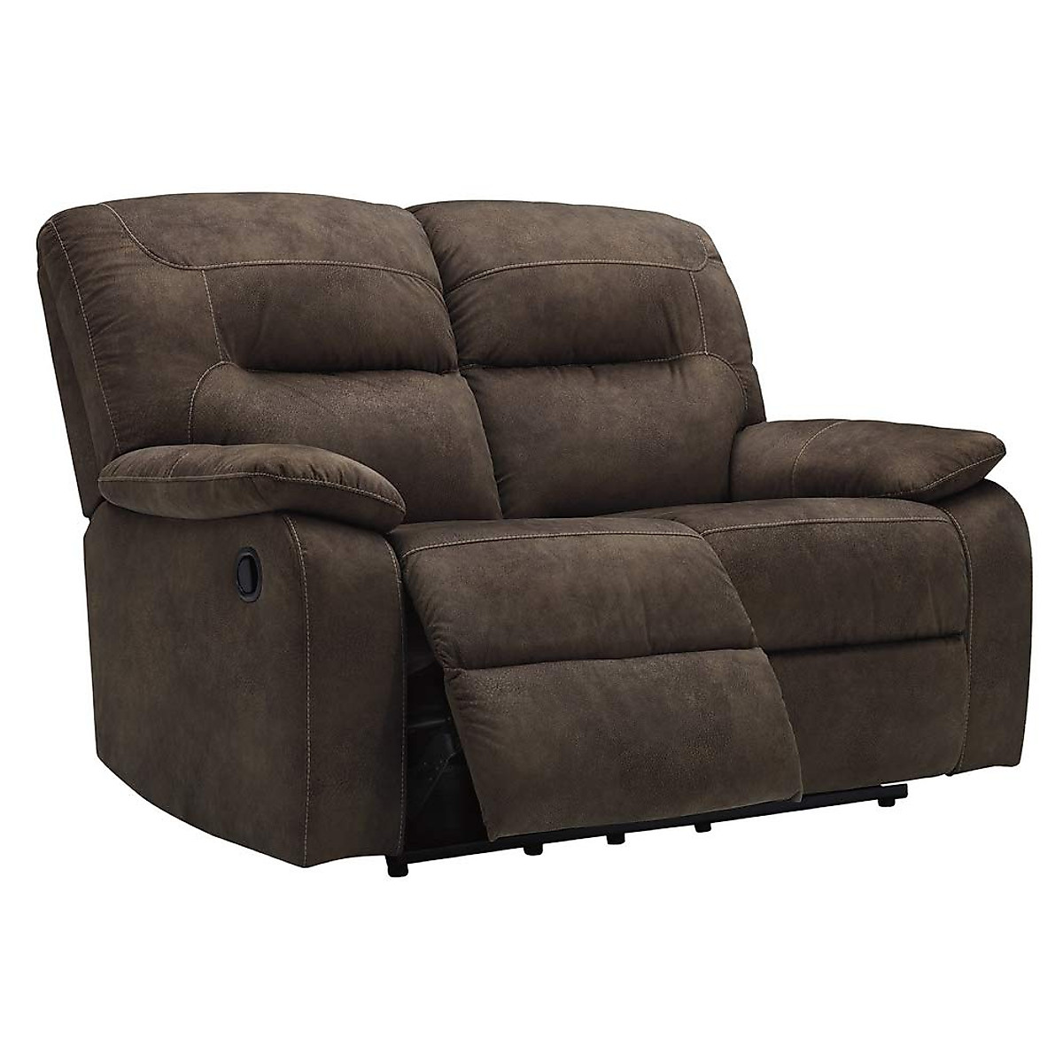 Signature Design by Ashley Bolzano Faux Leather Manual Reclining Loveseat, Brown