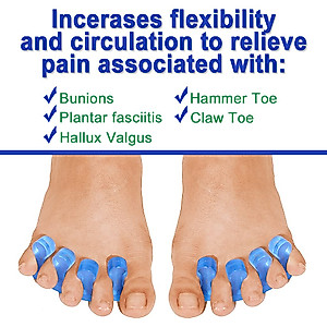 Toe Corrector Toe Separator Bunion Splint 【2024 Updated】 Hallux Valgus Bunion Big Toes Corrector Set Bunion Brace Bunion Exercise Strap Orthopedic Kit Bunion Pain Relief (free, Blue)