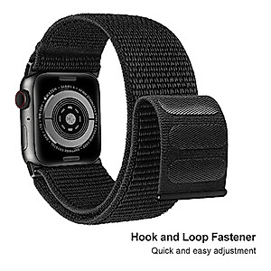 ZRDESIGN Ultra Wide Black Nylon Watch Band Compatible with Apple Watch 42mm 44mm 45mm 49mm, Adjustable Sport Loop For iWatch Series 8 7 6 5 4 3 2 1 SE(Black)