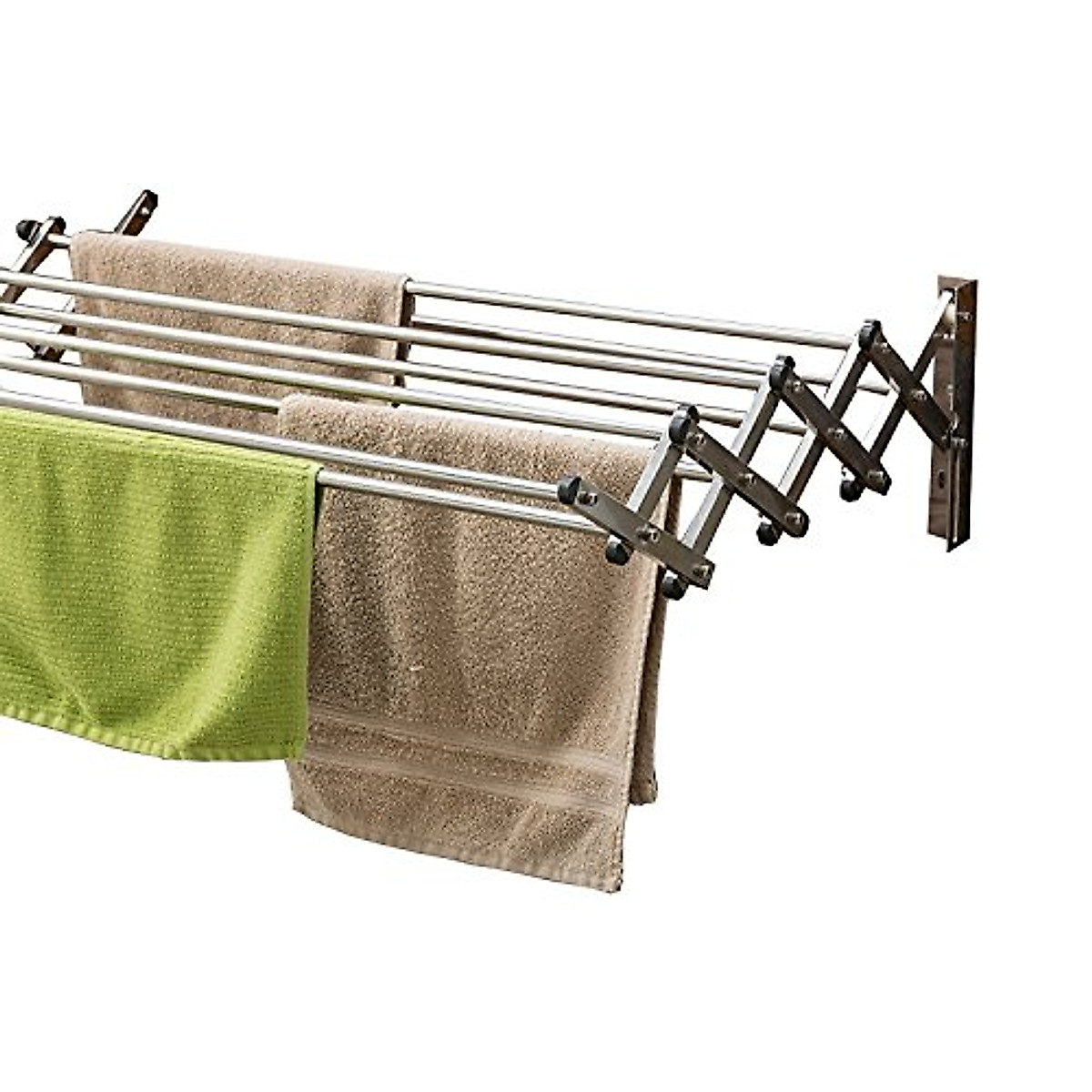 AERO W Racks Stainless Steel Wall Mounted Collapsible Laundry Clothes Drying Rack 60 Pound Capacity 22.5 Linear Ft