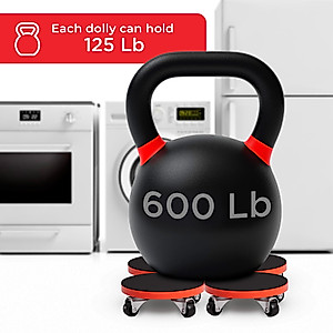 IronArm 600Lbs Capacity Heavy Equipment Mover-Furniture Dolly with Lifter Moving Dolly for Furniture Movers with 4 Wheels Moving Sliders - Pool Table Floor Dolly for Moving Heavy Items - Refrigerator