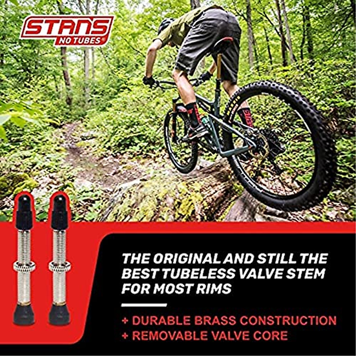 Stans-No Tubes 44mm Presta Universal Valve Stem (Carded Pair for Road)