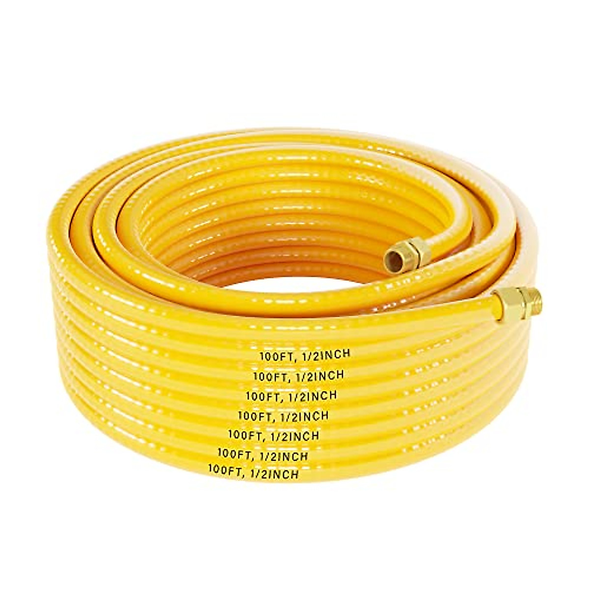 100FT 1/2 '' Flexible Gas Line,CSST Corrugated Stainless Steel Tubing,Natural Gas Line Pipe Propane Conversion Kit Grill Hose with 2 Male Adapter Fittings