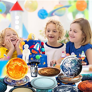 UROINEPA Space Theme Party Decorations 100Pcs Galaxy Planet Outer Space Disposable Plates and Napkins for Kids Space Solar System Planets Baby Shower Birthday Party Decorations