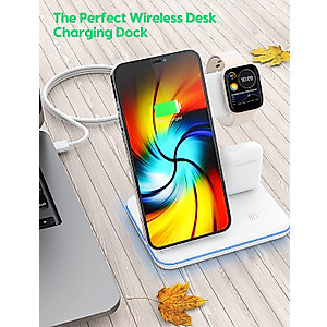 Wireless Charging Station, 2023 Upgraded 3 in 1 Wireless Charger Stand with Breathing Indicator Compatible with iPhone 14/13/12/11 Pro/XS, AirPods 3/2/1/pro 2, iWatch Series 8/7/6/5/4/3/Ultra