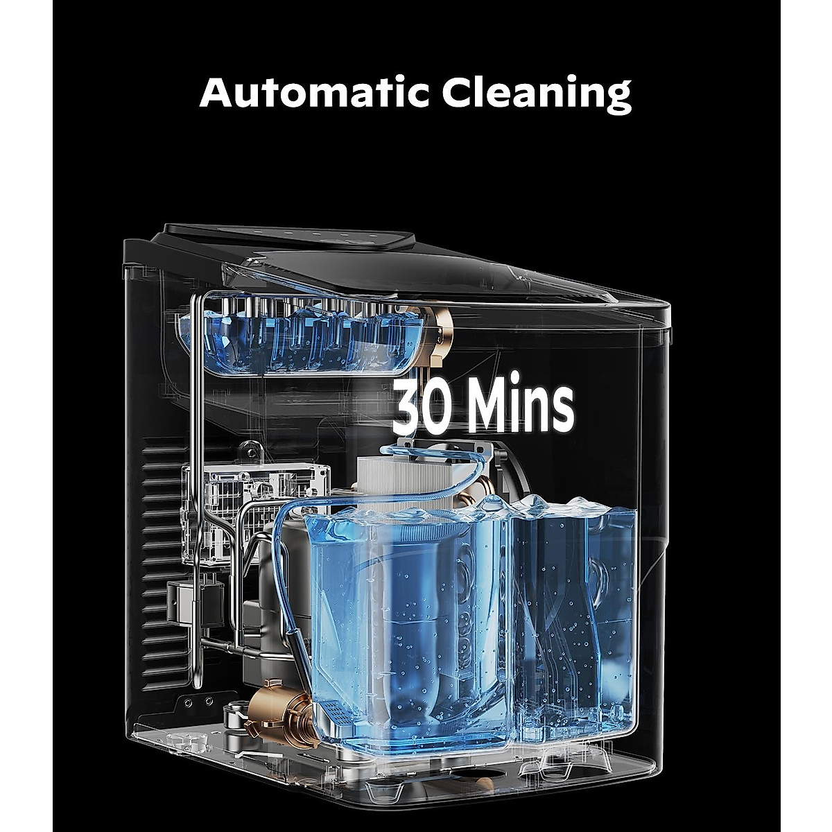 Silonn Smart Countertop Ice Maker - 9 Bullet Cubes in 6 Mins, 26 lbs per Day, Compact Wi-Fi Ice Maker Machine, 2 Ice Cube Sizes, Portable Ice Maker with Self-Cleaning for Kitchen/Office/RV