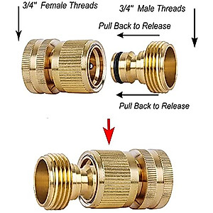 SHOWNEW Garden Hose Quick Connector Male Hose End Adapters Solid Brass 3/4 inch GHT Thread Water Hose Fitting Repair Replacement, Male Only, 3PCS