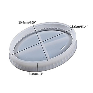 DIY Crystal Lace Oval Striped Coffee Tray Mold Epoxy Fruit Plate Mat Coaster Silicone Mold for Wine Tray Storage Box