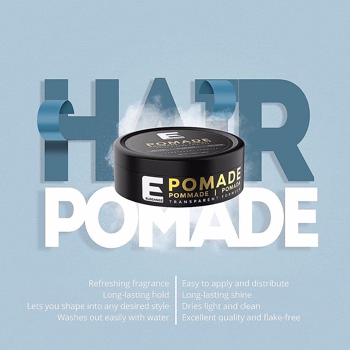 Elegance Hair Pomade, 4.73 Oz, Super Strong Hold Wax, Long-Lasting Hold and Shine, Wax Easy to Apply and Distribute