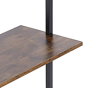 ZenStyle 4-Shelf Bookcase, Industrial Floating Shelves Wall Mount with MDF Wood and Black Metal Frame, Nutmeg/Black