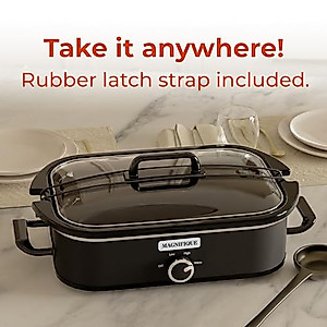 [NEW] MAGNIFIQUE 4-Quart Slow Cooker with Casserole Manual Warm Setting - Perfect Kitchen Small Appliance for Family Dinners, Dishwasher Safe Crock, Black