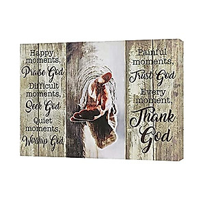 Amazing Jesus Poster Christian Religious Canvas Wall Art Every Moment Thank God Painting Christ Pictures Prints Hand of God Artwork Motivational Quotes Wall Decor Poster Framed for Bedroom Living Room