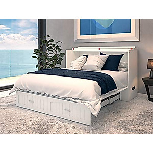 AFI Southampton Murphy Bed Chest with Charging Station, Queen, White