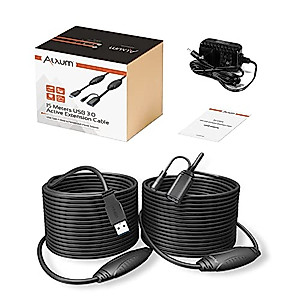 Alxum 50 Feet Active USB Extension Cable 3.0 Male to Female with 2 Extension chipsets Signal Booster, Long USB Extender Cord 15 Meters for Camera,Printer,Webcam,Telescope,Mouse,with 5V2A Power Adapter