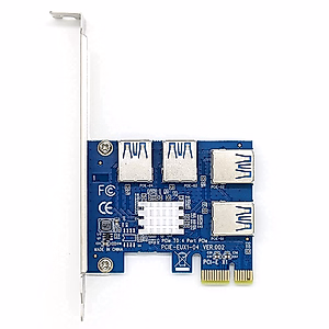 PCIe 1 to 4 Riser Card, Pcie Splitter 1 to 4 PCI Riser Card, 4 Risers into 1 PCI Card, PCIe Multiplier Risers 1X to External 4 PCI-e USB3.0 Adapter for ETH Miner GPU Crypto Bitcoin Ethereum Mining Rig