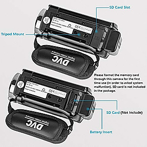 kimire Video Camera Camcorder Digital Camera Recorder Full HD 1080P 15FPS 24MP 3.0 Inch 270 Degree Rotation LCD 16X Digital Zoom Camcorder Camera with 2 Batteries(Black)