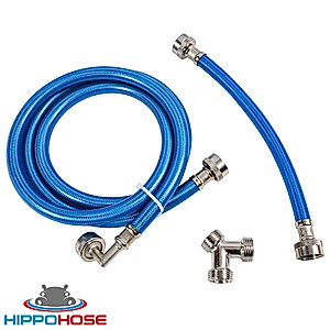 Steam Dryer Hose Install Kit (6 FT) - 3-Layer PVC Coated Stainless Steel - Burst Proof - Universal Fit to All Steam Dryer Brands - Includes 90 Degree Elbow, 1 Foot Inlet and Y Connector