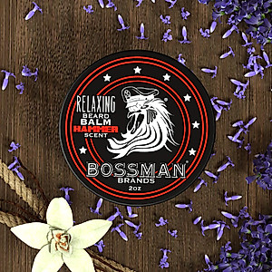 Bossman Relaxing Beard Balm - Beard Tamer, Relaxer, Thickener and Softener Cream - Beard Care Product - Made in USA (Hammer Scent)