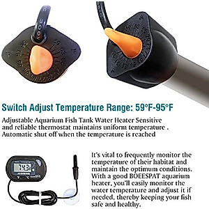 BOEESPAT Aquarium Heater 300W Fish Tank Heater with Anti Scald Protector and Aquarium Thermometer, Fully Submersible Fish Heater for Marine Saltwater and Freshwater (40 to 60 gallons)