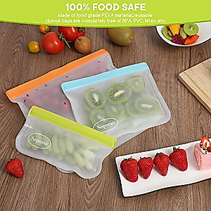 Sopemo Reusable Ziplock Bags, 10 Pack BPA FREE Reusable Freezer Bags, Leakproof Silicone Bags Reusable Food Storage Bags (4 Reusable Snack Bags, 4 Reusable Sandwich Bags, 2 Reusable Gallon Bags)