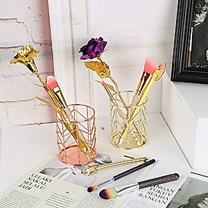 UXZDX New Gold Wrought Iron Storage Basket Rose Gold Office Multifunctional Desktop Simple Tableware Storage Pen Holder (Color : Rose Gold)