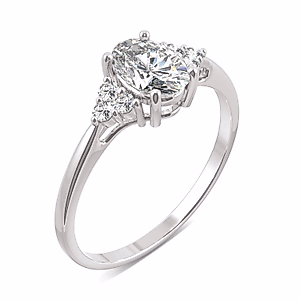 Charles & Colvard 14K White Gold Moissanite 7x5mm Oval Engagement Ring-size 7.5 1.02cttw DEW