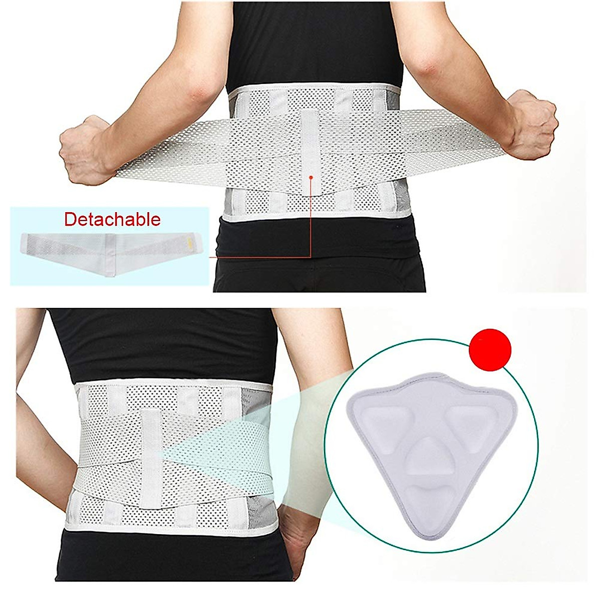 YZSHOUSE Breathable Back Support Lumbar Belt – Man and Woman Pain Relief Back Brace – Prevents Injury & Scoliosis,with Massage Pad (Size : M/Medium)