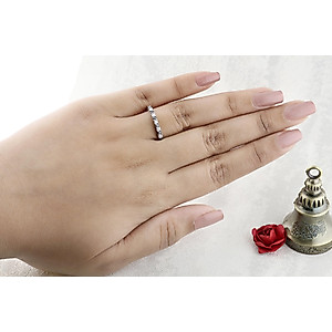 Dazzlingrock Collection Alternate Round Black Diamond & White Diamond Stackable Wedding Band for Women in 10K White Gold Size 7