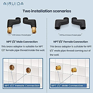Airuida Matte Black Wall Mount Kitchen Faucet, 6 Inch(15cm) Spout Wall Mount Laundry Sink Faucet, Adjustable Center Double Handles Hot and Cold Water Mixer Tap 360 Rotatable Restaurant Faucet