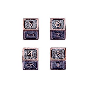 HEIMDALLR Metal Dice Set D&D 4D6s - 4pc Metal Dice Set w/Velvet Dice Bag - D&D Dice Set D&D (Dungeons and Dragons Dice Set) for RPG - Blacksmith Craft Dice (Weathered Bronze)
