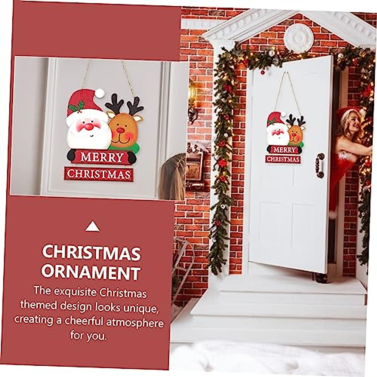 Artibetter 1pc Christmas Door Plate Pendant Halloween Decor Halloween Home Decor Christmas Decor Christmas Hanging Wood Christmas Door Sign Wooden Christmas Ornament Red Festival Pendant Prop