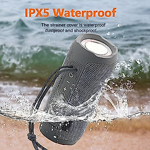 TGUCITESEN Portable Bluetooth Speaker Waterproof IPX4 Wireless Speaker，Good Bass, Shower, Kayak, Beach Accessories, Gifts for Men Women (Gray)