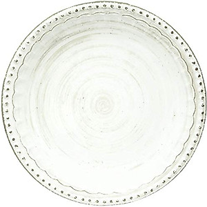 Zak Designs Melamine Dinnerware Set, 12-Piece, Service for 4, French Country House (Oyster White)