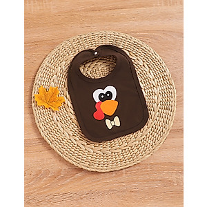 Menglang Thanksgiving Baby Bibs, My First Thanksgiving Baby Bibs, Unisex 1 Pack Drool Bibs, for Teething and Drooling, Feeding (Turkey Boy)