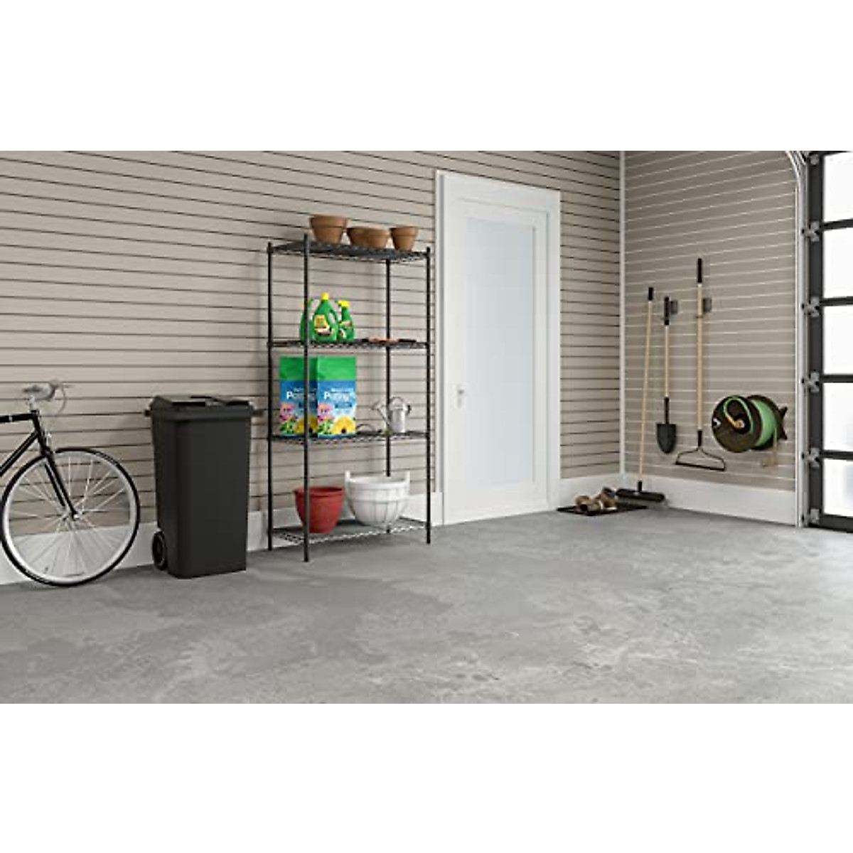 Safco Products Plastic Step-On Trash Can for Hands-Free Disposal, Great for Home/Commercial Use, 32 Gallon, Black (9926BL)