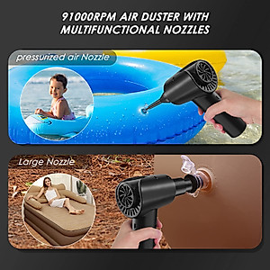 Compressed air Duster - Keyboard Cleaner - Good Replace Compressed for air can - Reusable no Canned air Duster - Computer Cleaner - Car Duster - pc Duster Electric Cordless air Duster 91000RPM 7600mAh