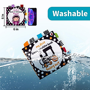 High Contrast Black and White Interactive Crinkle Soft Book Bundle for Infant Baby First Cloth Book Set Soft Activity