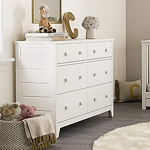 Stork Craft STORKCRAFT Moss 6 Drawer Double Kids Bedroom Dresser, 17.05x48.07x34.49(LxWxH) inches (Pack of 1), White