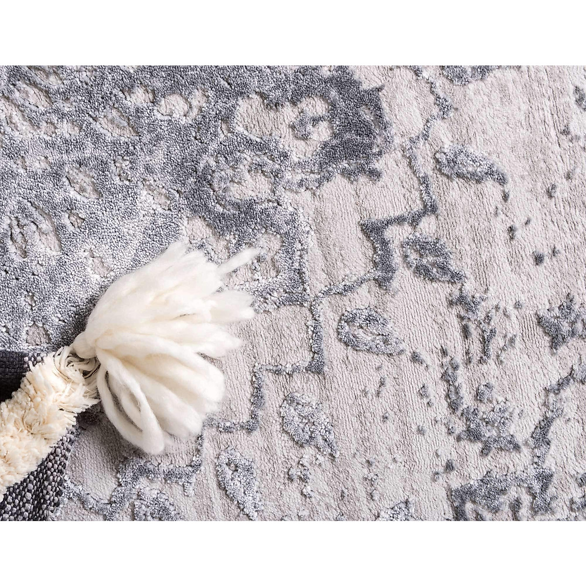 Unique Loom Aberdeen Collection Area Rug - Derbyshire (5' 1" x 8' Rectangle, Gray/ Navy Blue)