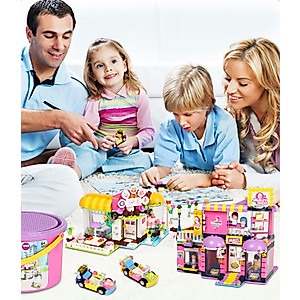 Friends Hair Salon Coffee House Building Kit, Hairdressing Café Shop Building Set with Storage Box, Creative Roleplay Building Blocks Toy Birthday Gifts for Kids Girls Aged 6-12 (1059 Pieces)