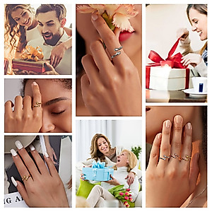 VOROCO 925 Sterling Silver Rings for Women Teen Hug Hand Ring Adjustable Jewelry Gifts for Daughters Mom Sister Wife Friends Grandma