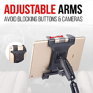 TACKFORM Tablet Mount for Car or Truck Seat Rail Mount with 22" Reach - 18" Aluminum Rod Gooseneck and 3.75" Arm Device Holder for Van, Car or Truck. Compatible With iPad, Galaxy, Surface Pro and more