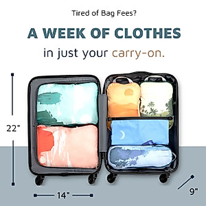 TRIPPED Travel Gear Compression Packing Cubes for Travel - Luggage and Backpack Organizer Packaging Cubes for Clothes (Graphic, 6 Piece Set)