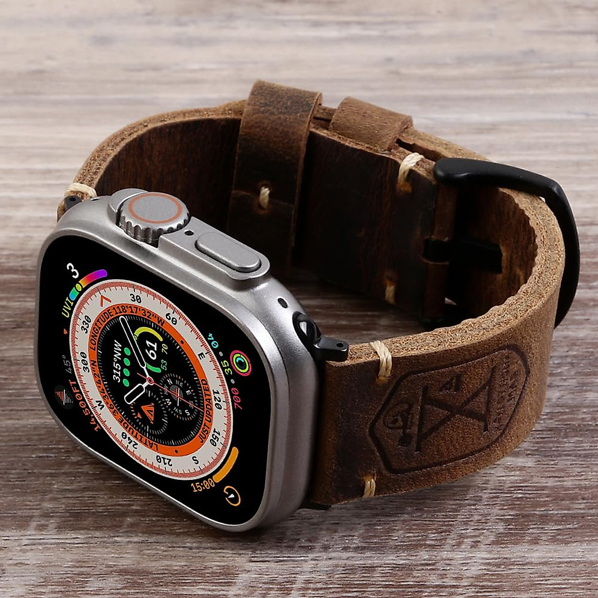 WONJOY Compatible with Apple Watch Band Ultra 2/1 49mm 45mm 44mm 42mm 41mm 40mm 38mm iWatch Series 9/8/7/SE/6/5/4/3/2/1, Retro Leather Handmade Strap for Men Women
